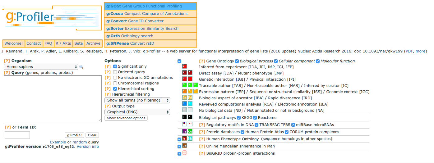 g:profiler 清爽好用的functional analysis"小"工具 – 我們的基因體時代 Our "Gene"ration